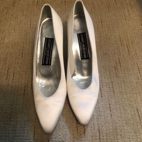 Stuart Weitzman | Shoes | Stuart Weitzman Classic White Satin Hi Heel ...